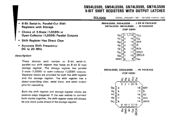 用74LS595控制8个LED